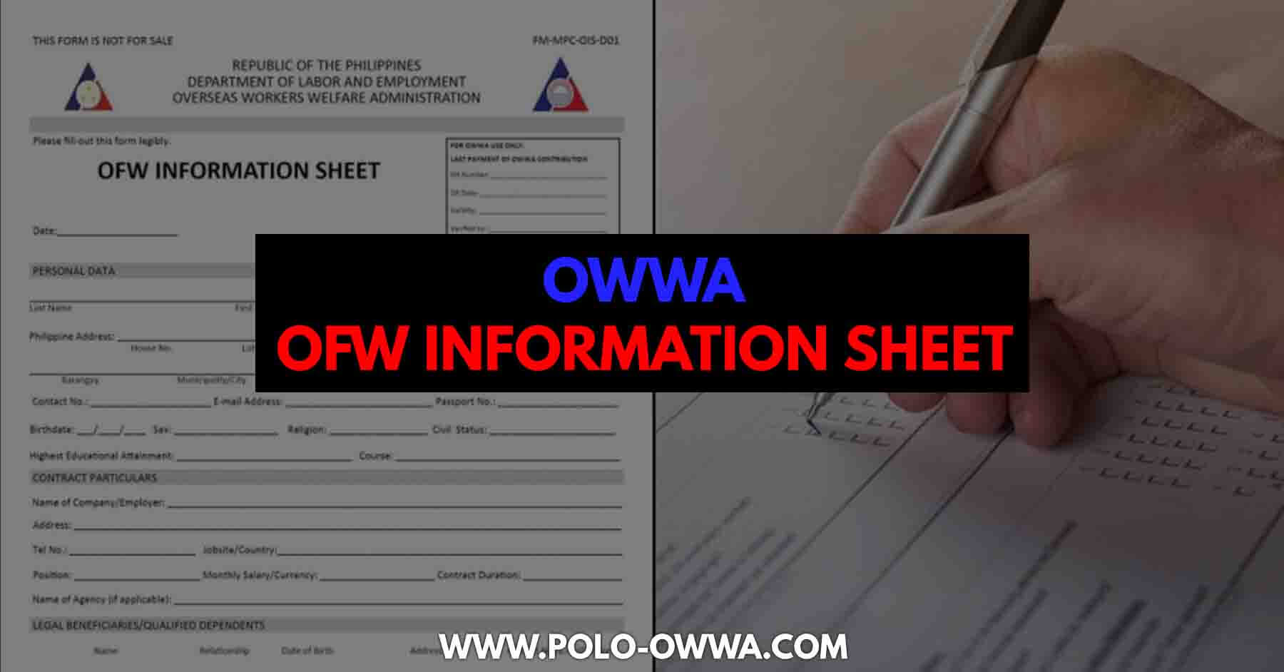 OWWA OFW Information Sheet Membership Form Online 2022 OWWA OFW Information Sheet Membership Form Online 2022