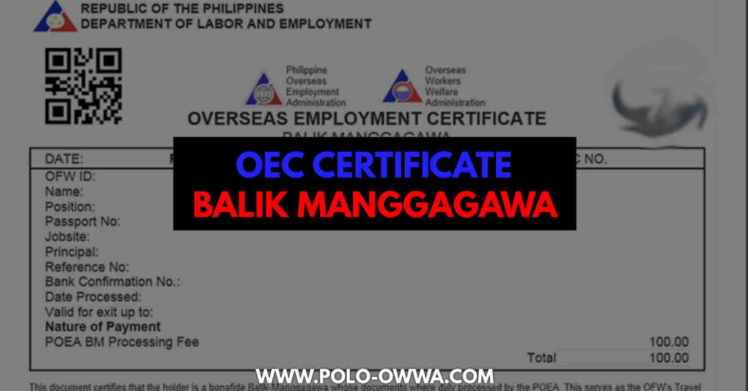 OFW Balik Manggagawa | Apply OEC (Overseas Employment Certificate ...